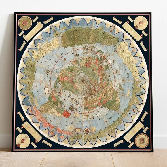 Art | 1587 Flat Earth Map Of The World Gift Urbano Monte Wall Art ...